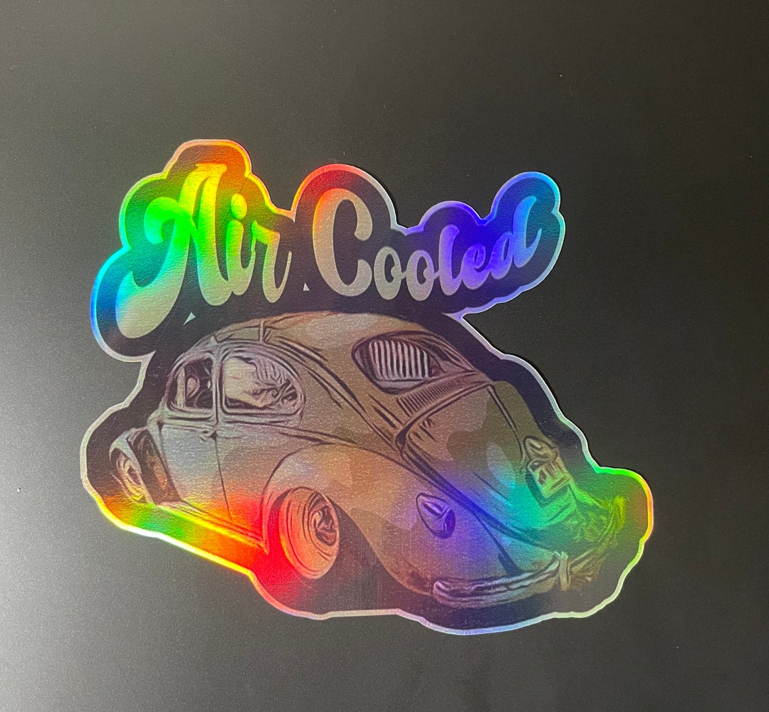 Retro Style Holographic Aircooled Veedub Beetle Decal Bumper Sticker ...