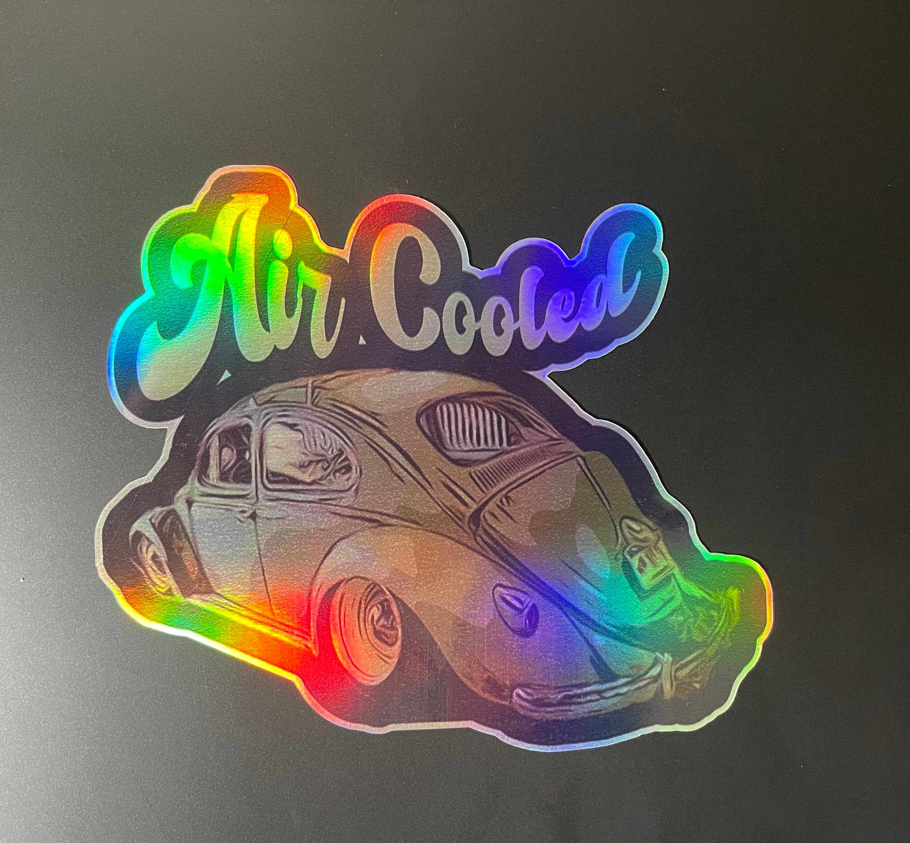Retro Style Holographic Aircooled Veedub Beetle Decal Bumper Sticker ...