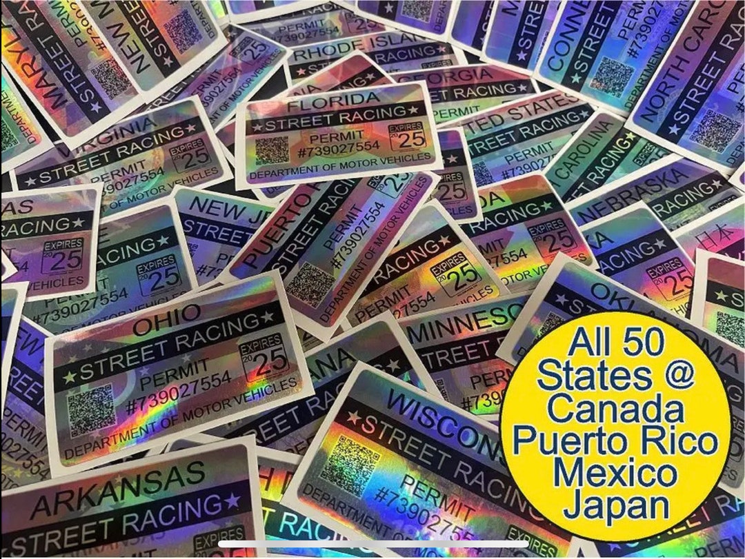 Street Racing Permit Car Truck Window Sticker Drag Racing Stickers ...