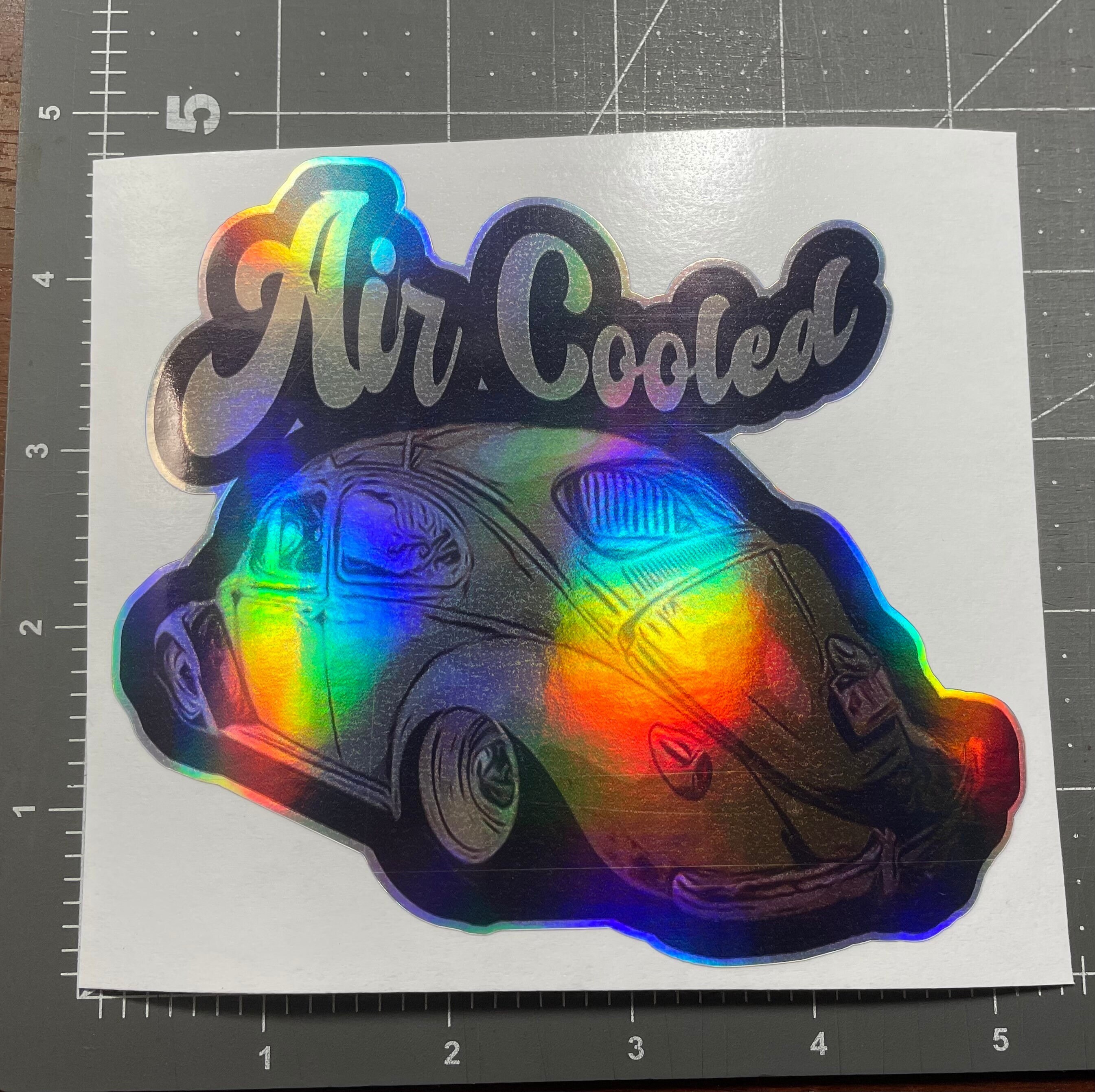 Retro Style Holographic Aircooled Veedub Beetle Decal Bumper Sticker ...