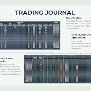 Dark Options & Stocks Trading Journal | Trading Dashboard + Analytics | Google Sheets - Etsy