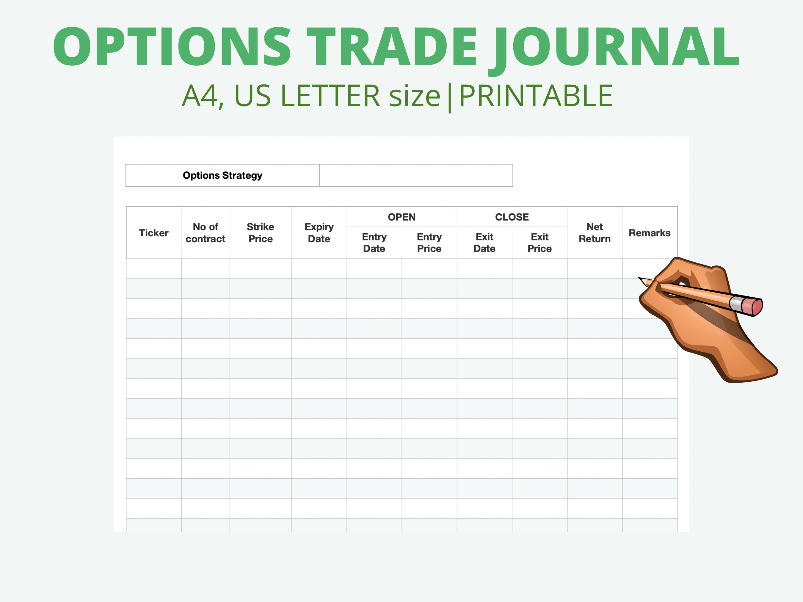 PRINTABLE Options Trade Journal | A4 Size, US Letter - Etsy