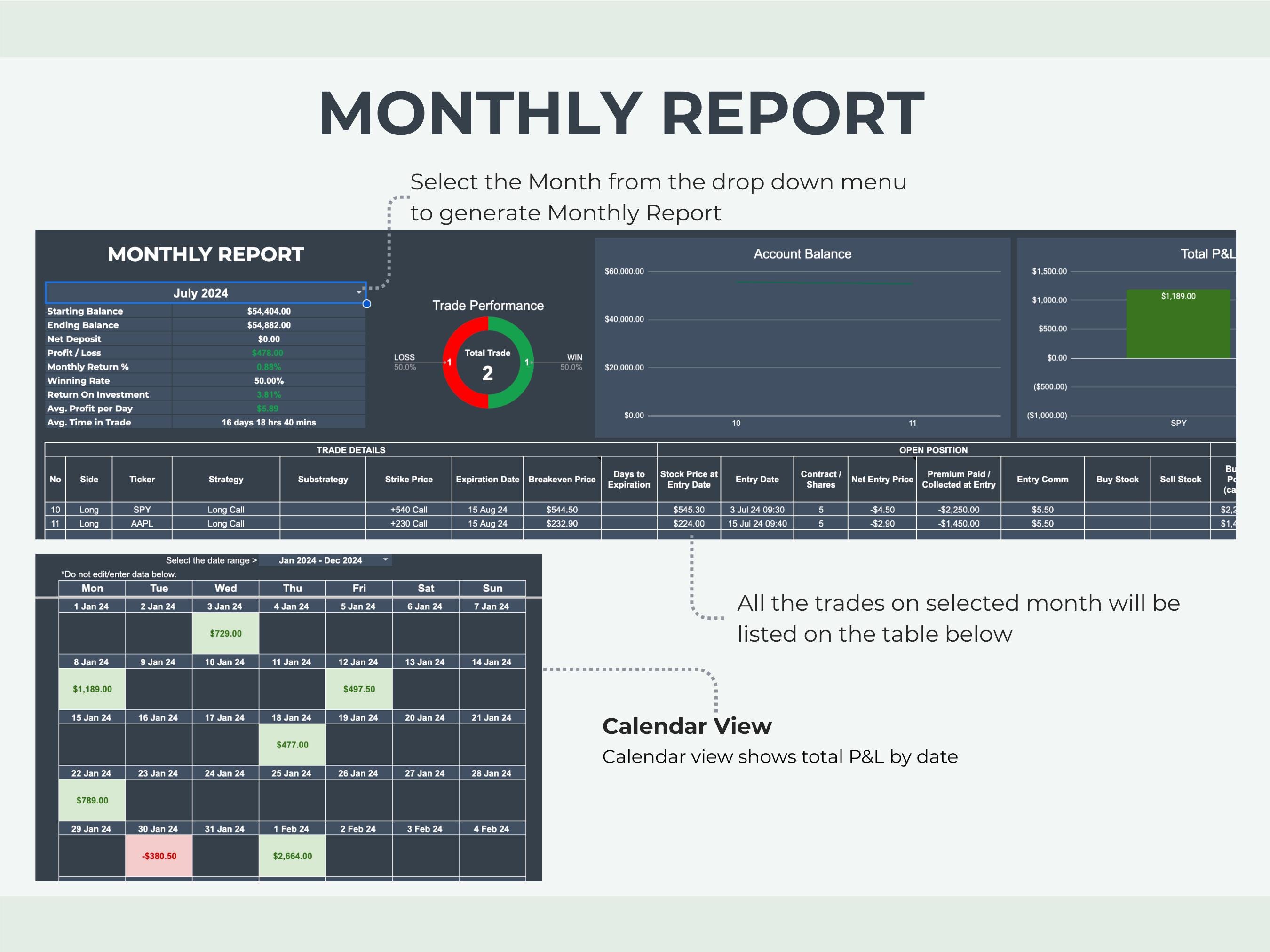 Dark Options & Stocks Trading Journal | Trading Dashboard + Analytics | Google Sheets - Etsy