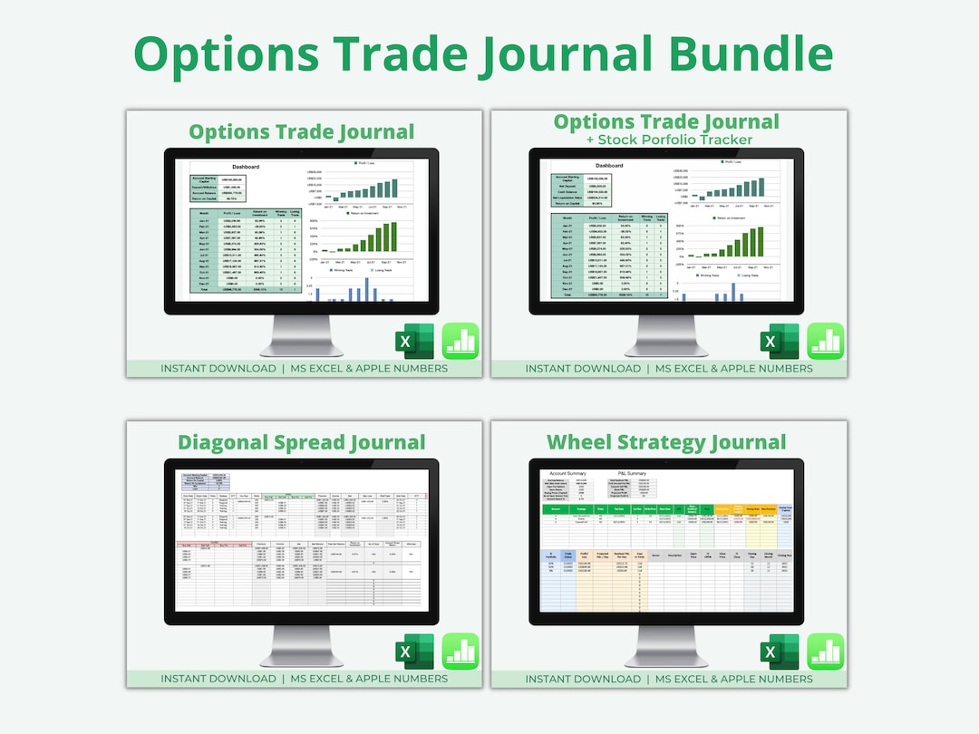 Options Trading Journal BUNDLE | Excel & Numbers Spreadsheets - Etsy