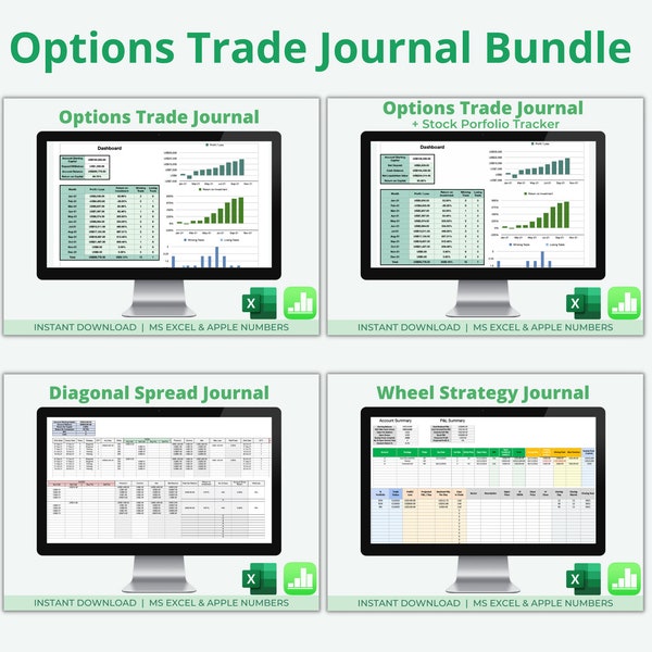 Options Trading Journal BUNDLE Excel & Numbers Spreadsheets - Etsy
