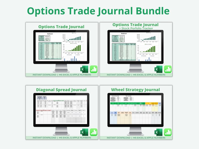 Options Trading Journal BUNDLE | Excel & Numbers Spreadsheets - Etsy