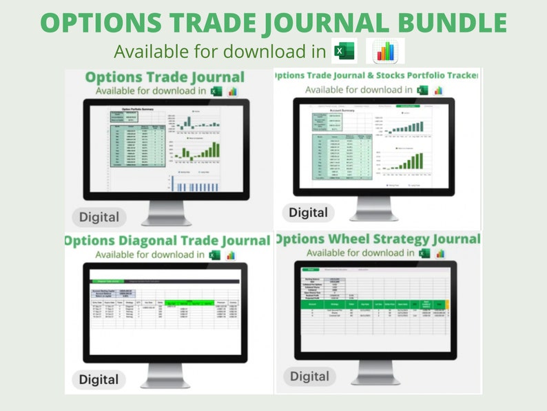 Options Trading Journal BUNDLE Excel/ Numbers Spreadsheets - Etsy