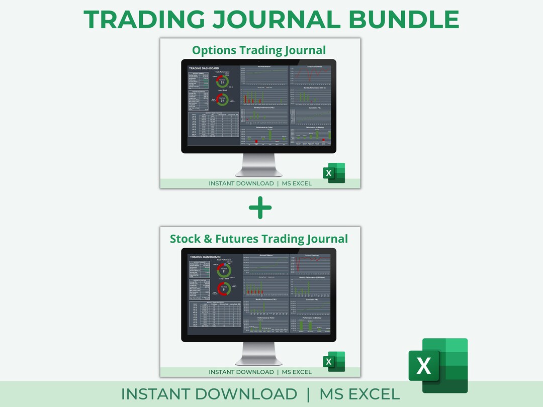 Dark Version Trading Journal BUNDLE | Stock & Futures Trading Journal ...