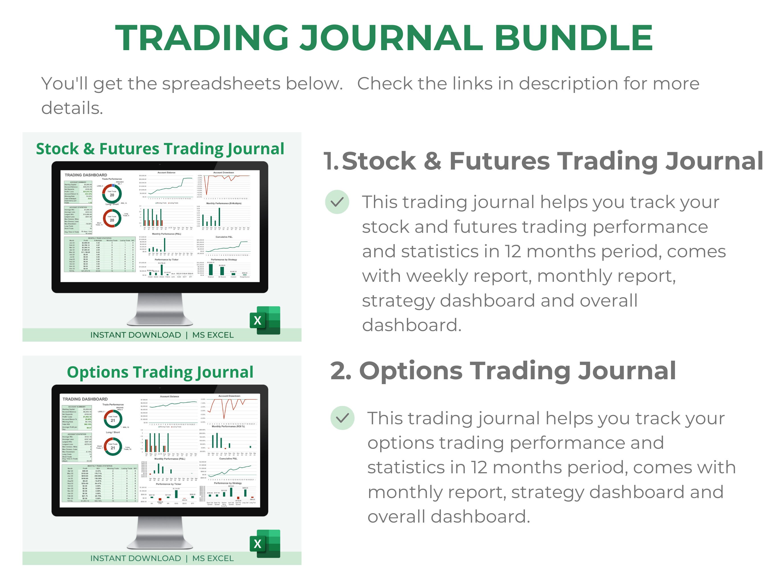 Trading Journal BUNDLE | Stock & Futures Trading Journal | Options ...