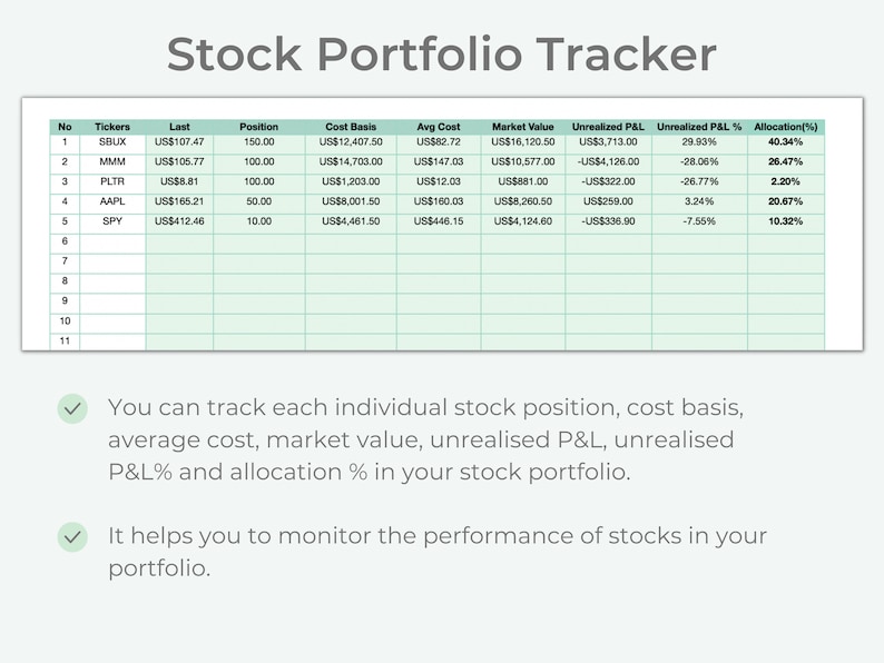 Options Trading Journal + Stocks Portfolio Tracker (excel & Numbers ...