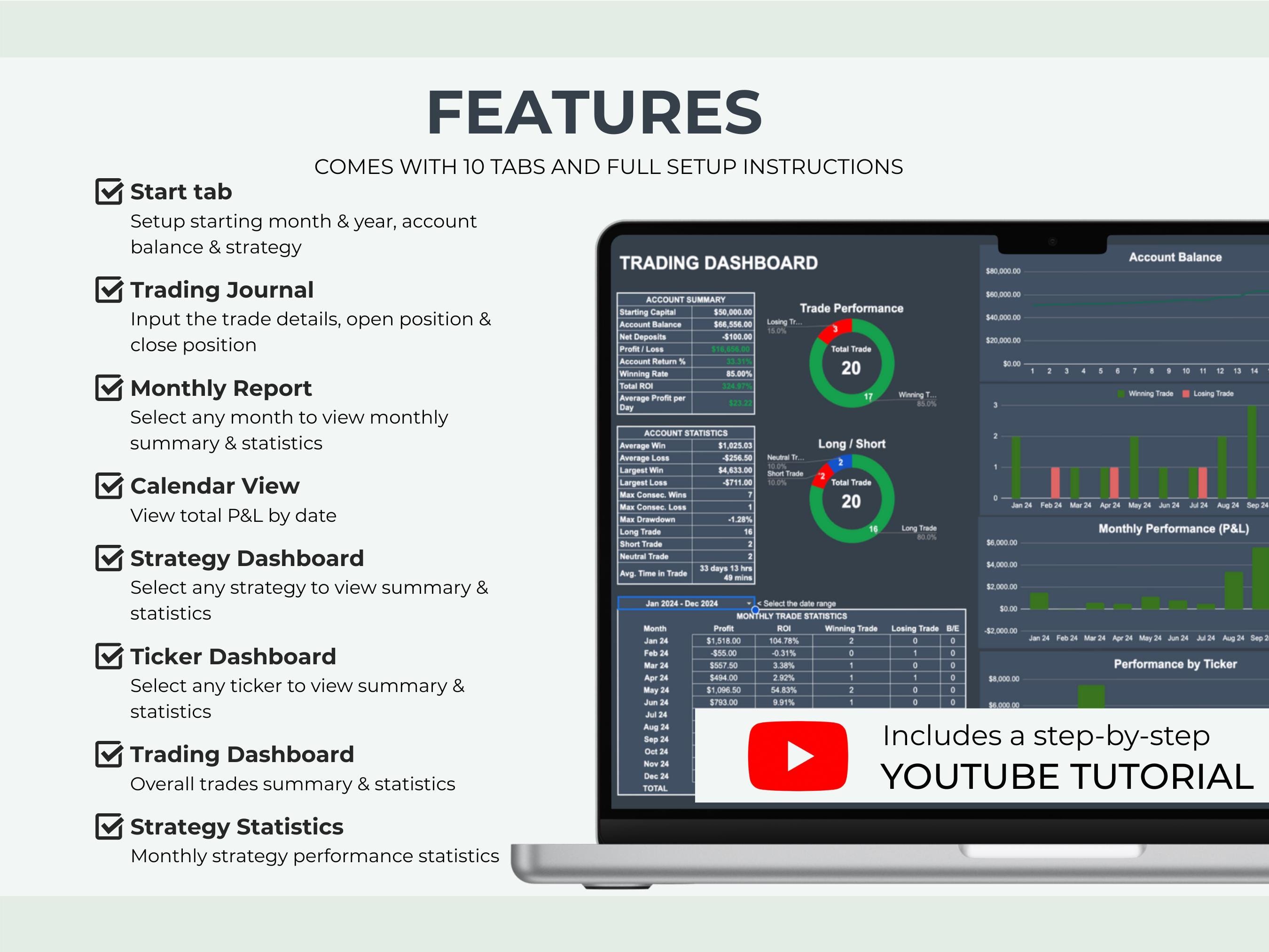 Dark Options & Stocks Trading Journal | Trading Dashboard + Analytics | Google Sheets - Etsy