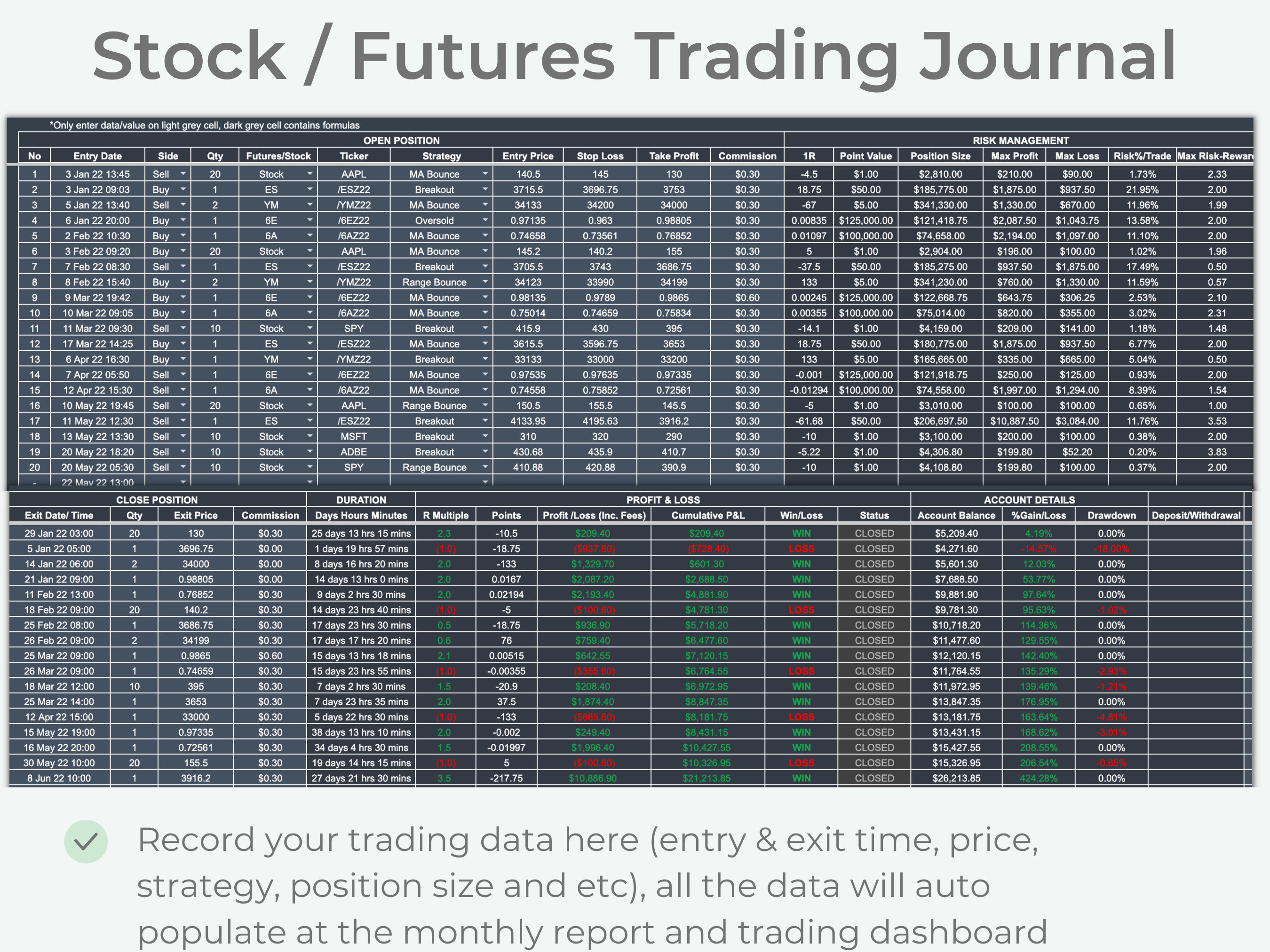 Dark Version Trading Journal BUNDLE Forex Trading Journal Stock ...