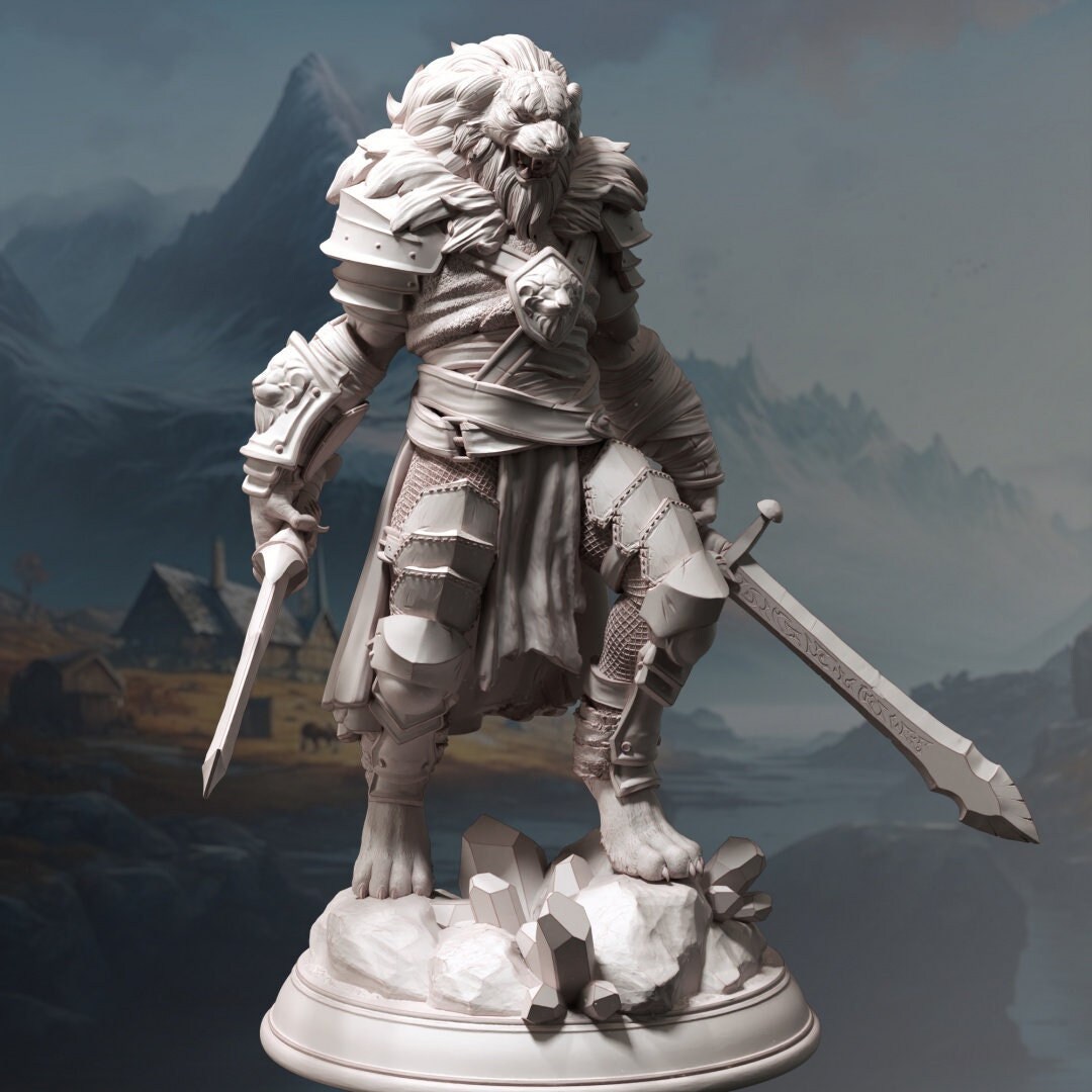 D&D Tabaxi Lion Barbarian RPG Model Kiz Ai'er the Lionheart by DM Stash ...