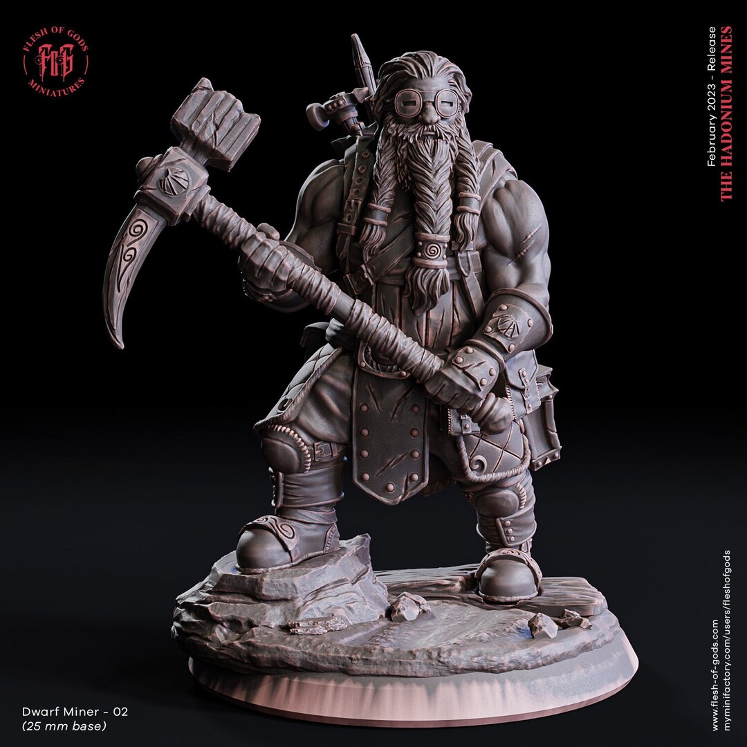 D&D Dwarf Barbarian / Artificer RPG Model Dwarf Miner by - Etsy