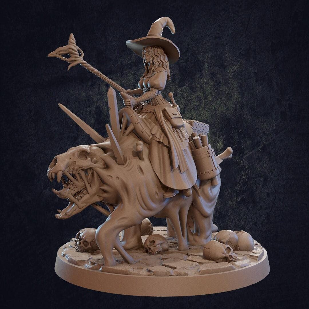 D&D Female Necromancer on Undead Bear | RPG Model | Lilith and Ooberon ...