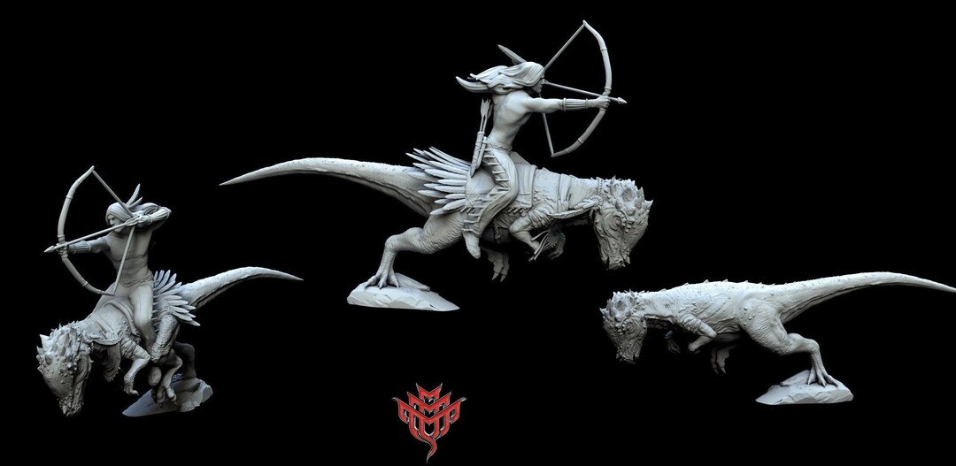 D&D Native American Ranger on Dinosaur | RPG Model | Tanto and War ...