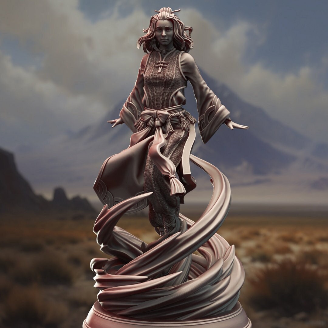 D&D Female Air Genasi Monk RPG Model Avia Shun Air Elemi Aeromancer by ...