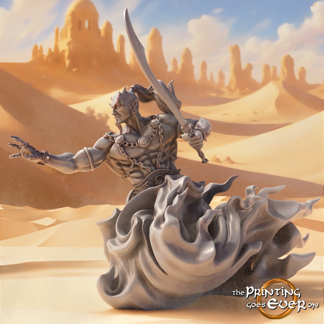 D&D Desert Fire Genie RPG Model Efreeti by the Printing Goes Ever On - Etsy