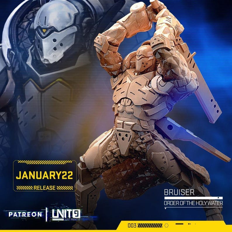 Cyberpunk Cyborg Paladin With Greatsword | RPG Model | Bruiser by Unit9 ...
