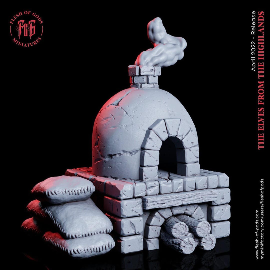 D&D Cooking Oven Scenery Miniature | RPG Model | Fire Stove - Flesh of ...