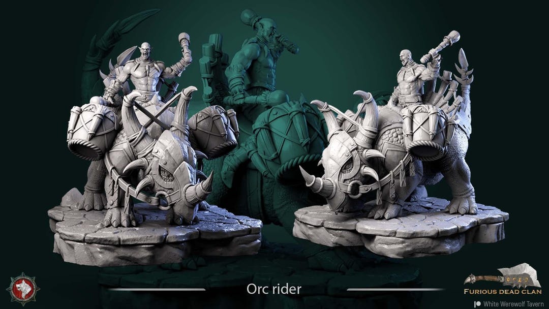D&D Orc Barbarian With Dino Mount | RPG Model | Orc Rider | by White ...