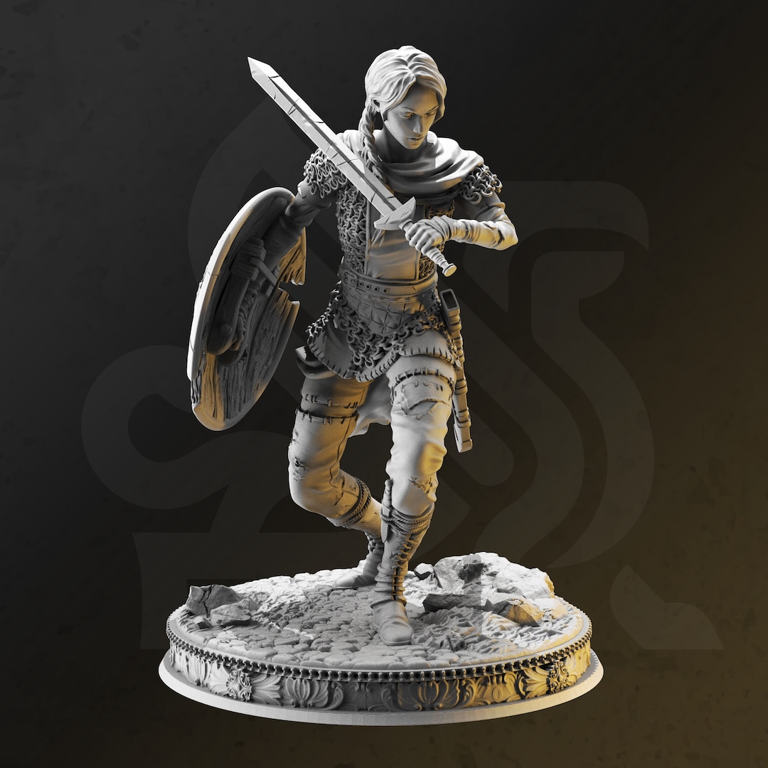 D&D Female Paladin / Soldier RPG Model Freya the Fearless, Shield ...
