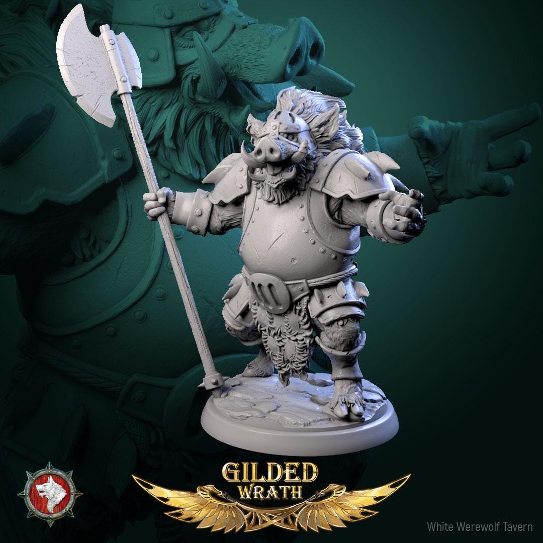 Buy D&D Boarfolk Barbarian With Axe | RPG Model | Iron Tusk Enforcer V5 ...