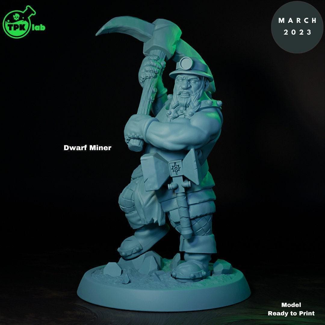 D&D Dwarf Miner | RPG Model | Dwarf Miners | by TPK LAB - Etsy UK