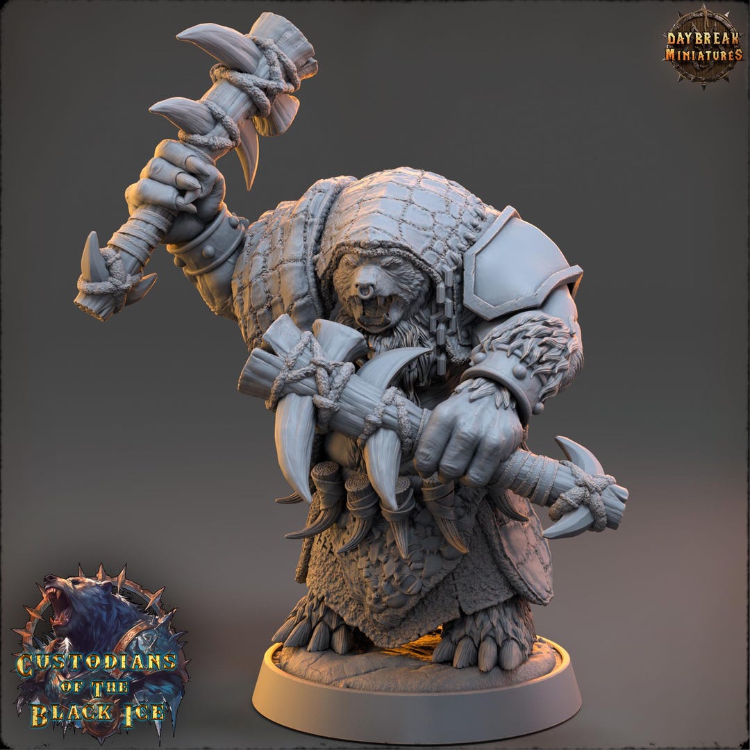 D&D Bearfolk Winter Barbarian | RPG Model | Fangs Magath | by Daybreak ...