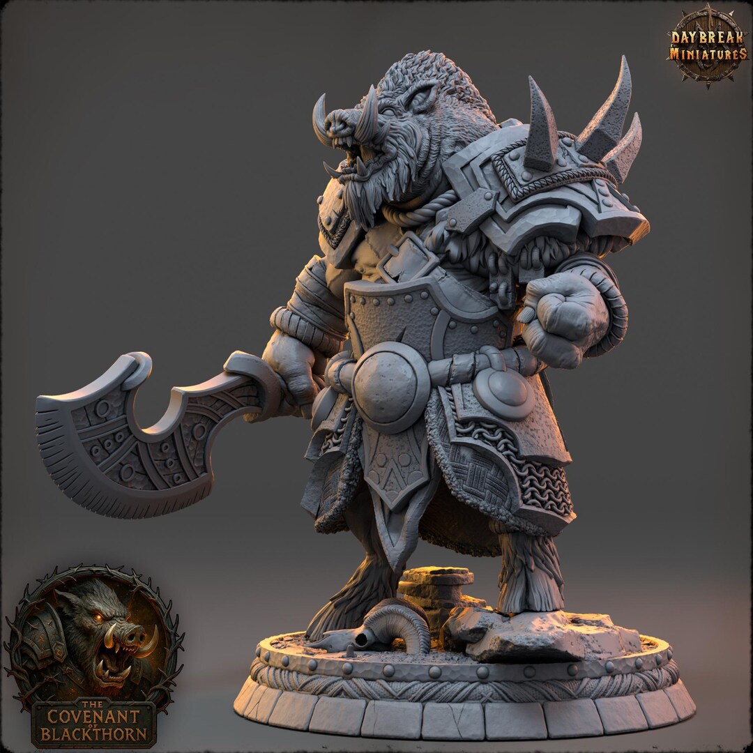 D&D Boarfolk Barbarian With Glaive | RPG Model | Druzz Warthide | by ...