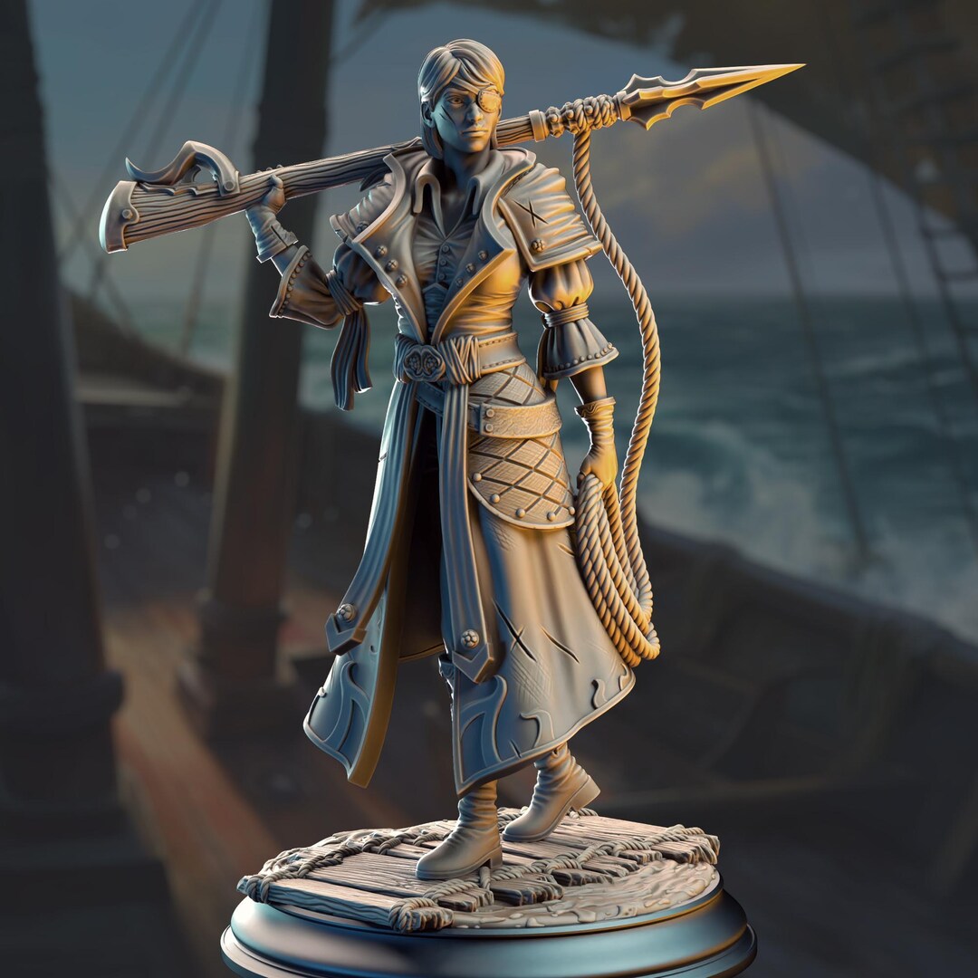 D&D Female Pirate Harpooner Fighter | RPG Model | Fiona Dead-eye ...