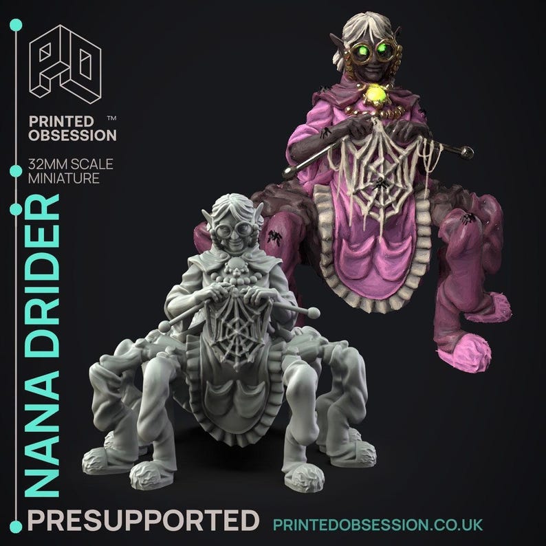 D&D Old Grandma Drider | RPG Model | Nana Drider | by Printed Obsession ...