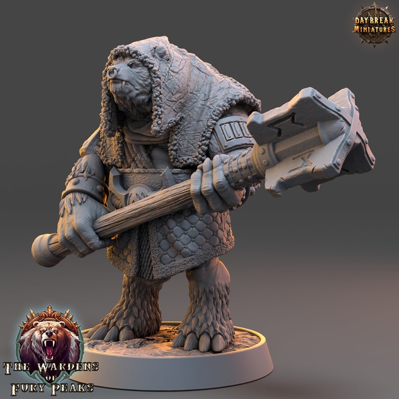 D&D Bearfolk Barbarian RPG Model Basher Cree by Daybreak Miniatures - Etsy