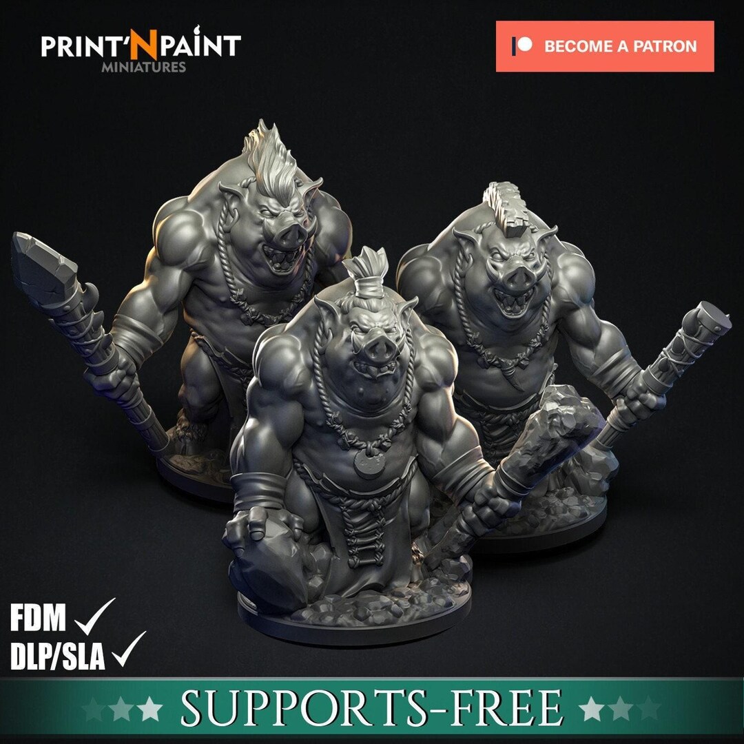 D&D Pig Folk Barbarian | RPG Model | Boar Brutes | by Print'n Paint - Etsy