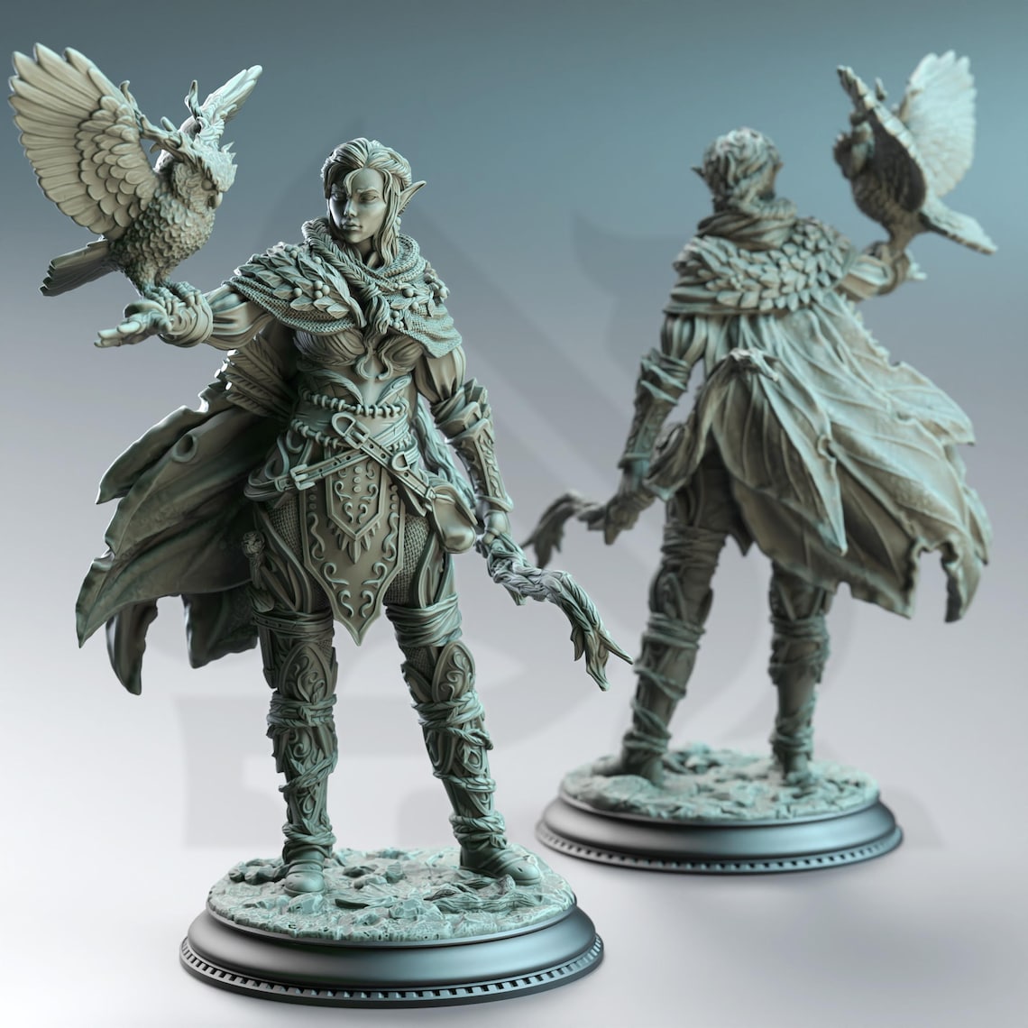D&D Female Elf Druid With Owl Familiar | RPG Model | Jesmira the Jaded ...