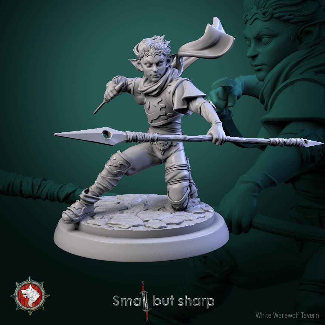 D&D Halfling Fighter With Spear and Dagger | RPG Model | Halfling ...