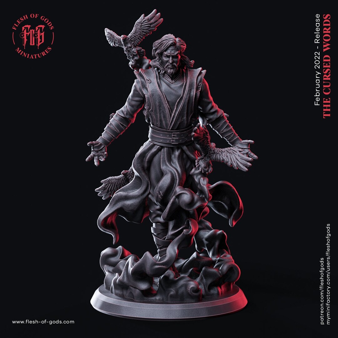 D&D Dark Druid / Warlock RPG Model Raven Mage by Flesh of Gods - Etsy