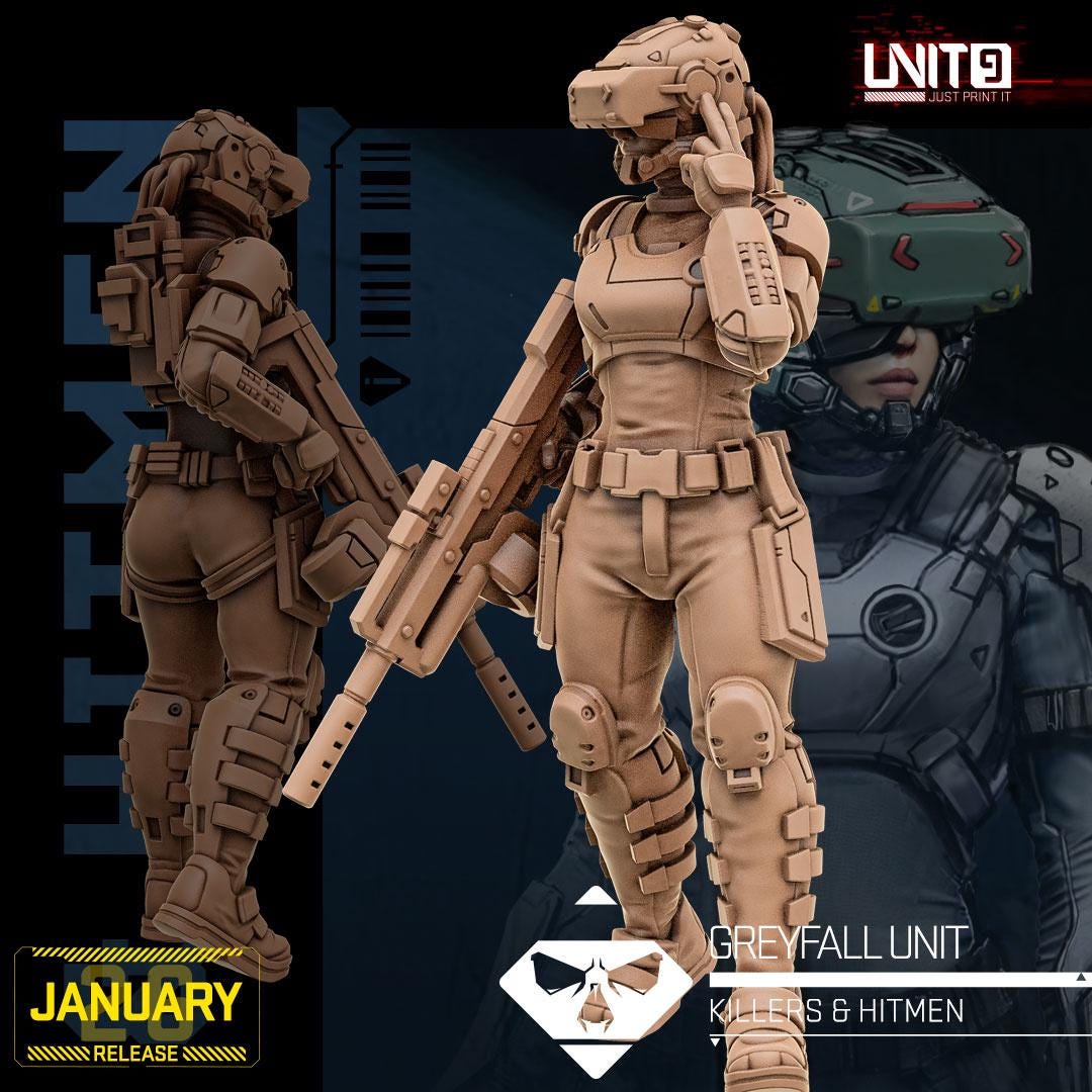 Cyberpunk Female Combat Netrunner With Rifle | RPG Model | Greyfall 01 ...