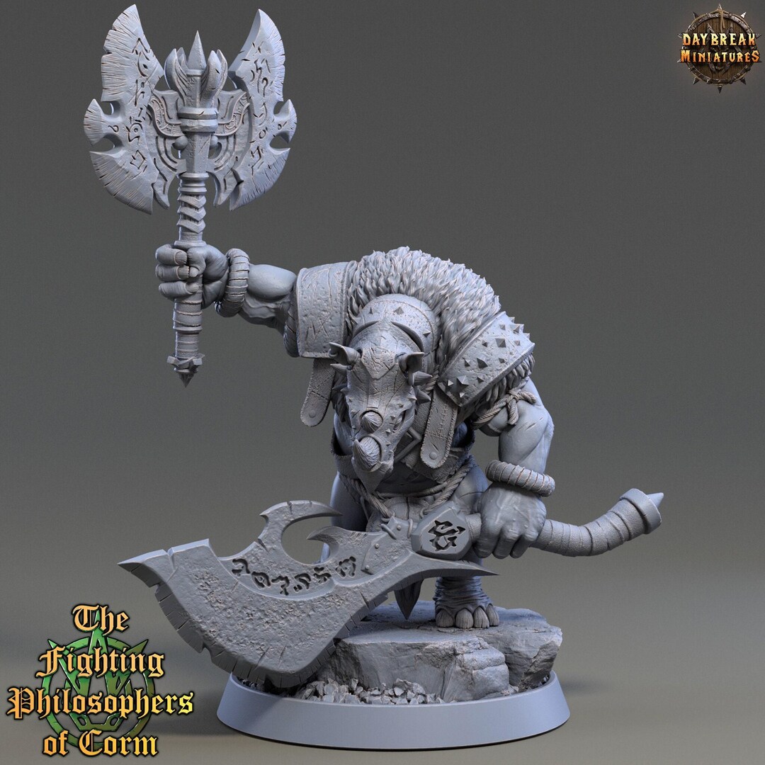 D&D Rhino Battlemaster Fighter / Barbarian RPG Model Polus Greatblade ...