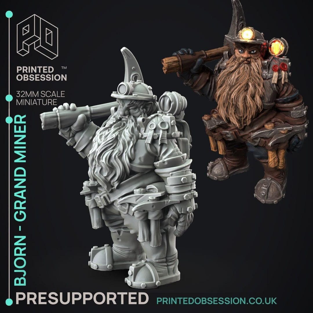 D&D Dwarf Miner | RPG Model | Bjorn - Grand Miner | by Printed ...