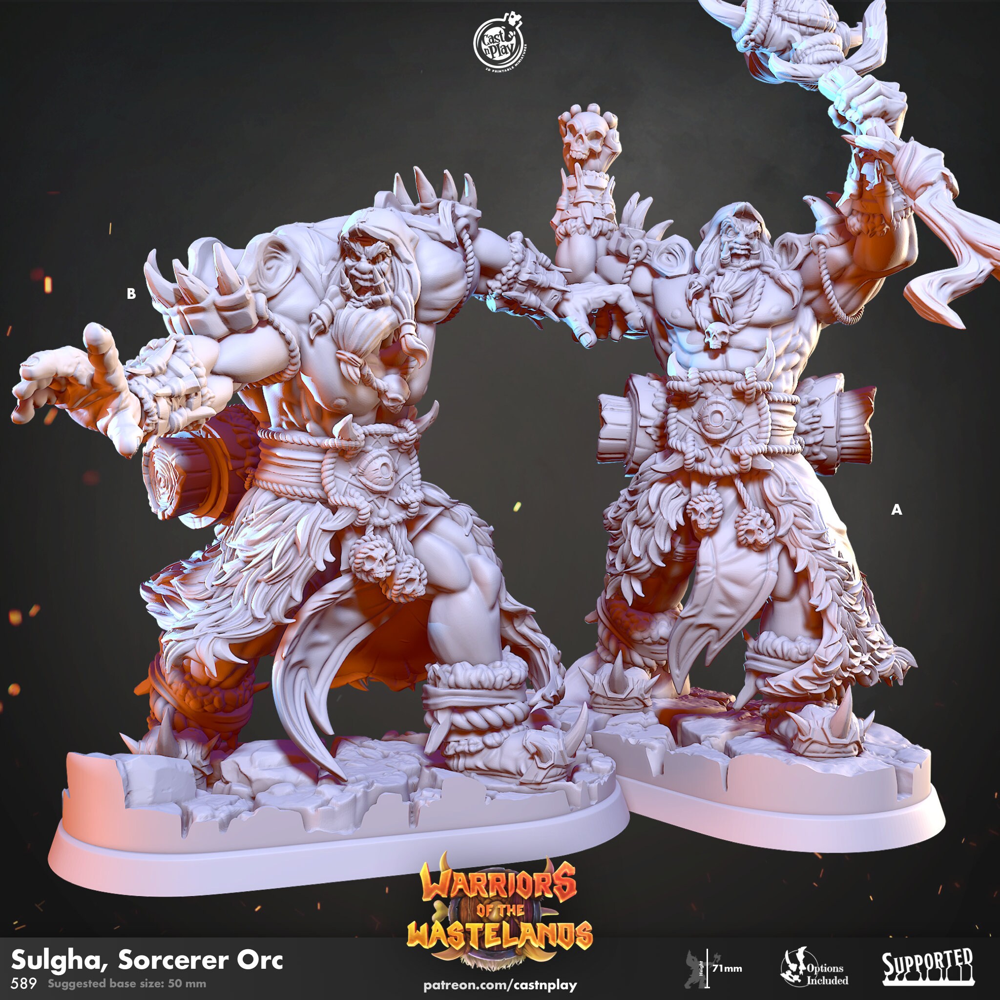D&D Wild Magic Orc Sorcerer RPG Model Sulgha Sorcerer Orc - Etsy UK