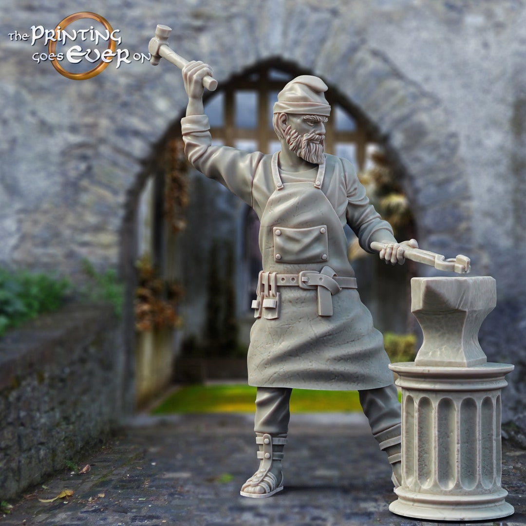 D&D Human Blacksmith RPG Model Smith by the Printing Goes Ever On - Etsy