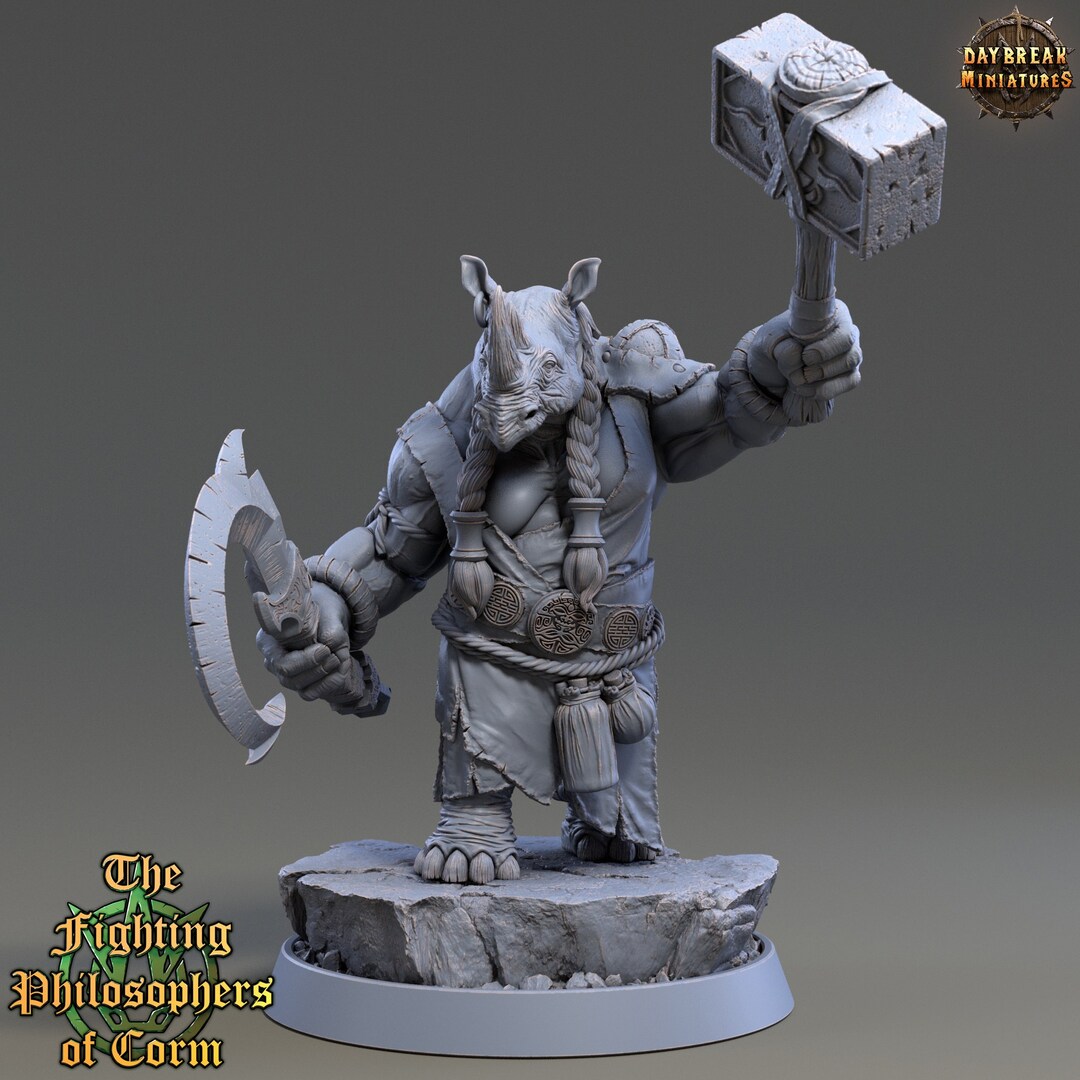 D&D Rhino Fighter Battlemaster RPG Model Myia Slingcrush by Daybreak ...