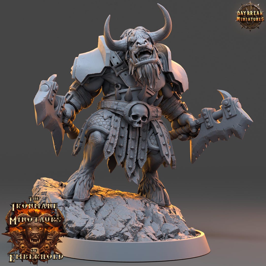D&D Minotaur Barbarian With Twin Axes | RPG Model | Kharnus Firehorn ...