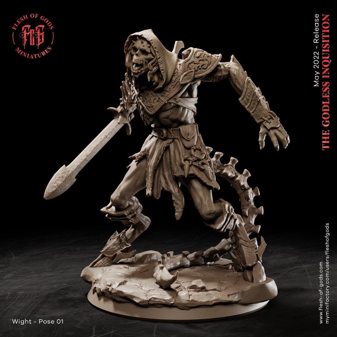 D&D Wight Skeleton Miniature | RPG Model | Wight by Flesh of Gods - Etsy