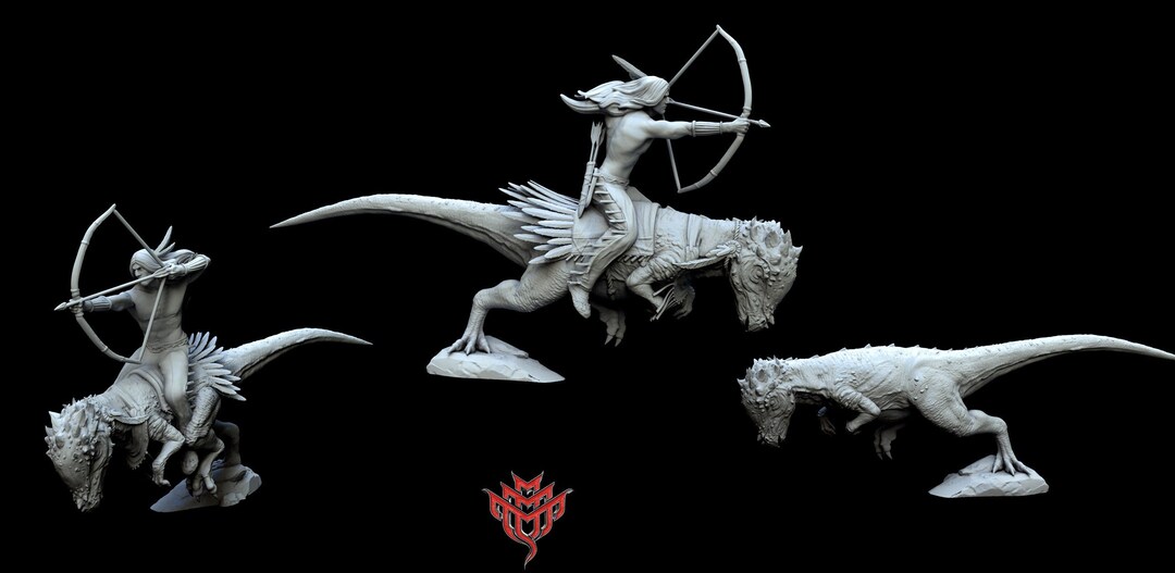 D&D Native American Ranger on Dinosaur RPG Model Tanto and War Horse by ...