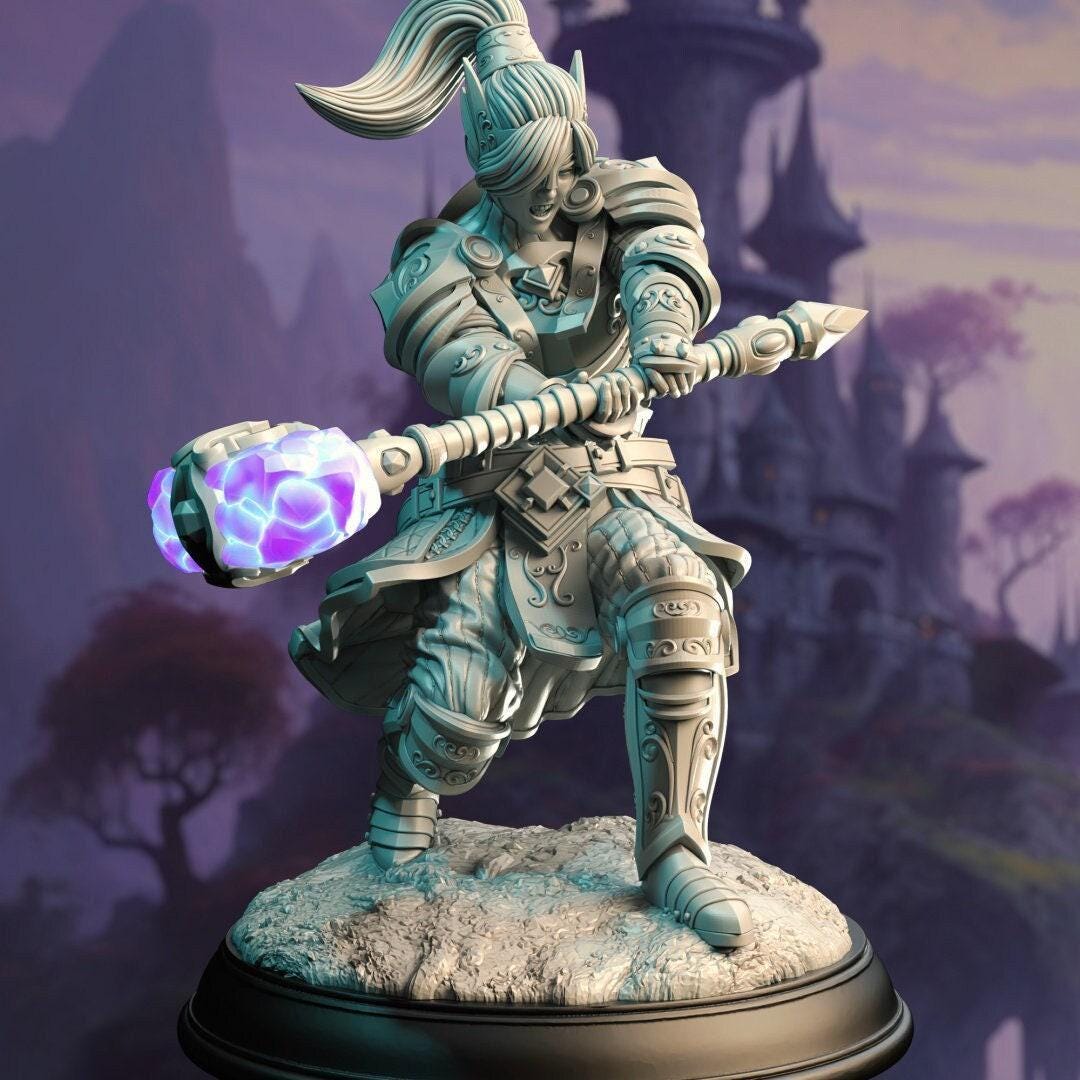 D&D Female Elf Paladin With Crystal Hammer-thyst | RPG Model | Querina ...