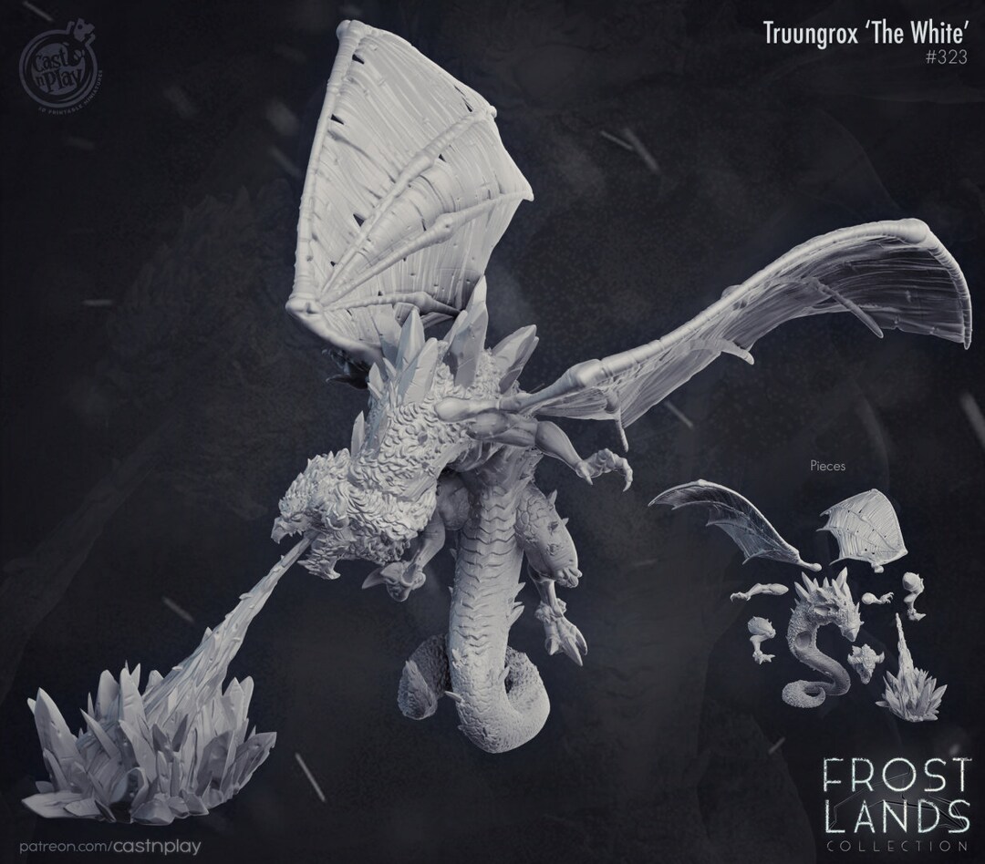 D&D Ice Dragon RPG Model Truungox the White by Cast N Play - Etsy