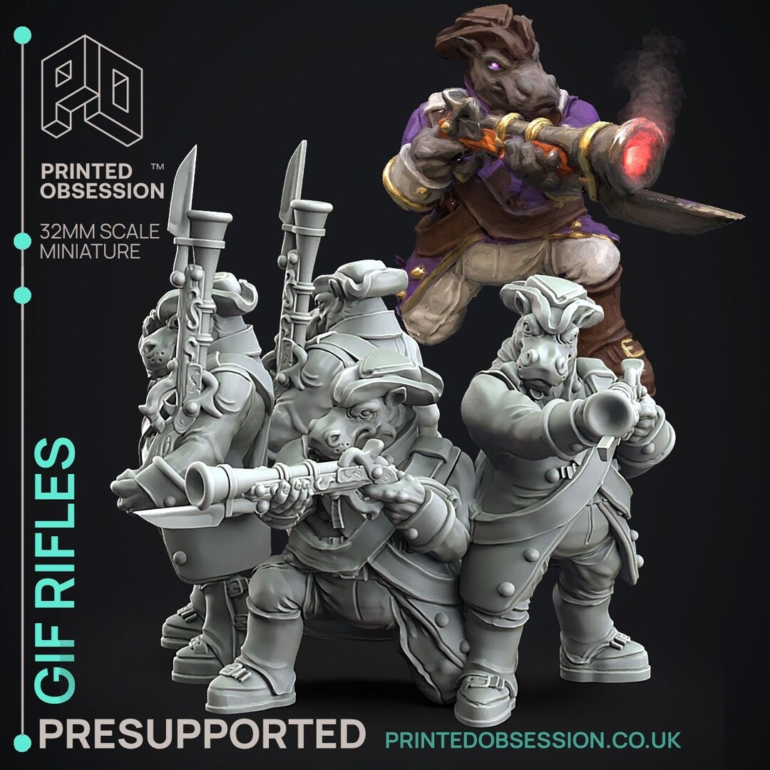 D&D Hippofolk Colonists / Pirates RPG Model Gif Rifles by Printed ...