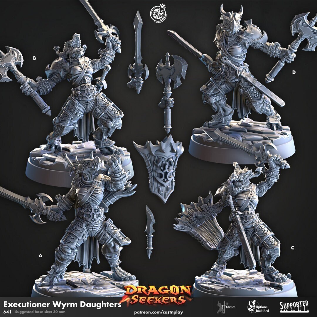 D&D Female Dragonborn Fighter / Barbarian RPG Model Executioner Wyrm ...